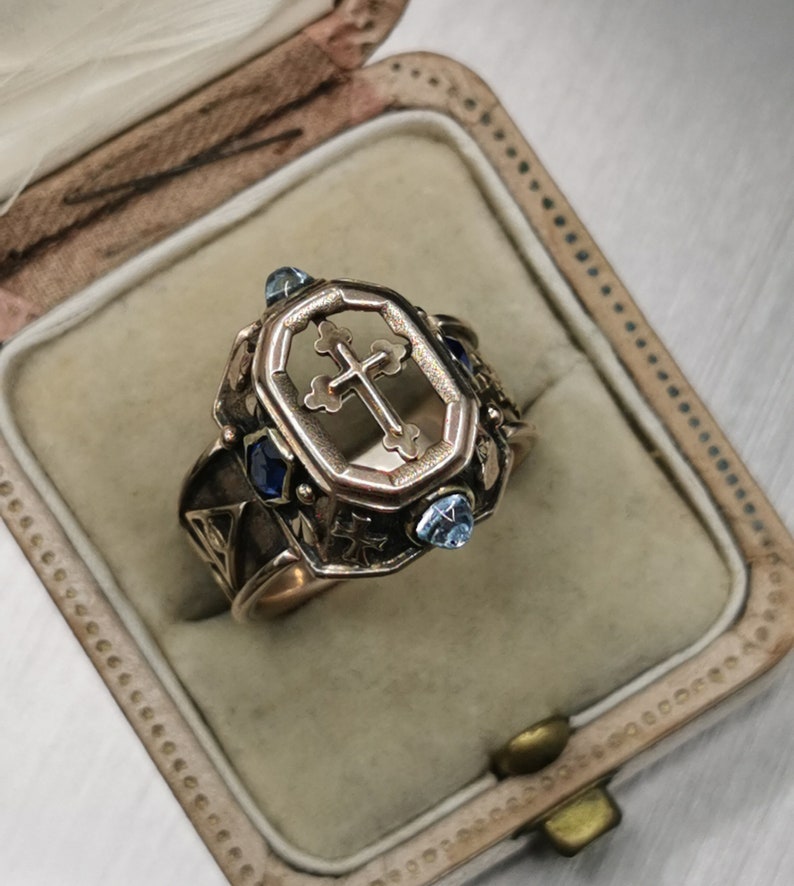 Antique Priest Ring German Faith Ring 6ct Gold US Size 8 - Etsy