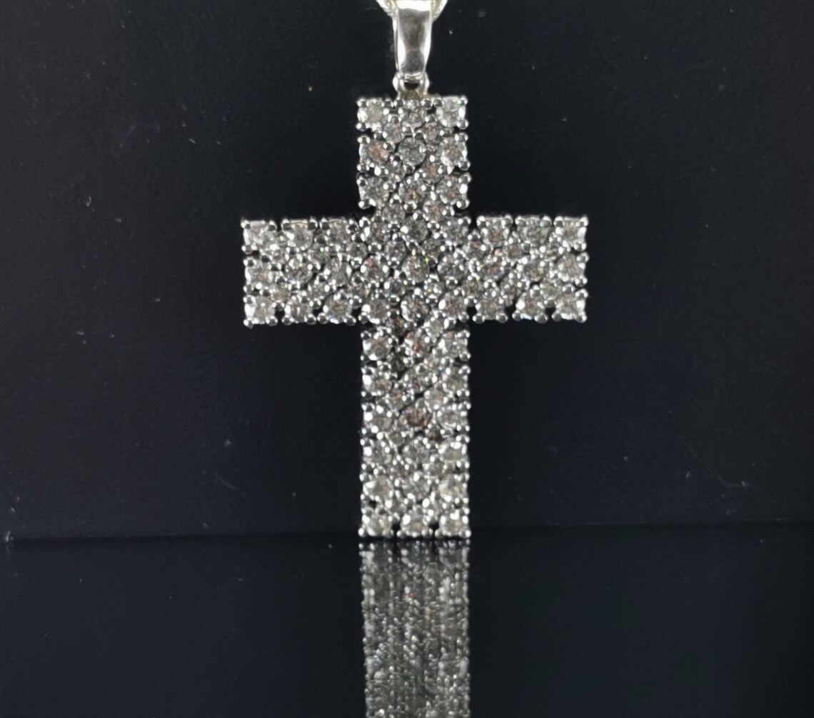 18 Silver Cross Necklace Crystal Cross Pendant Silver | Etsy