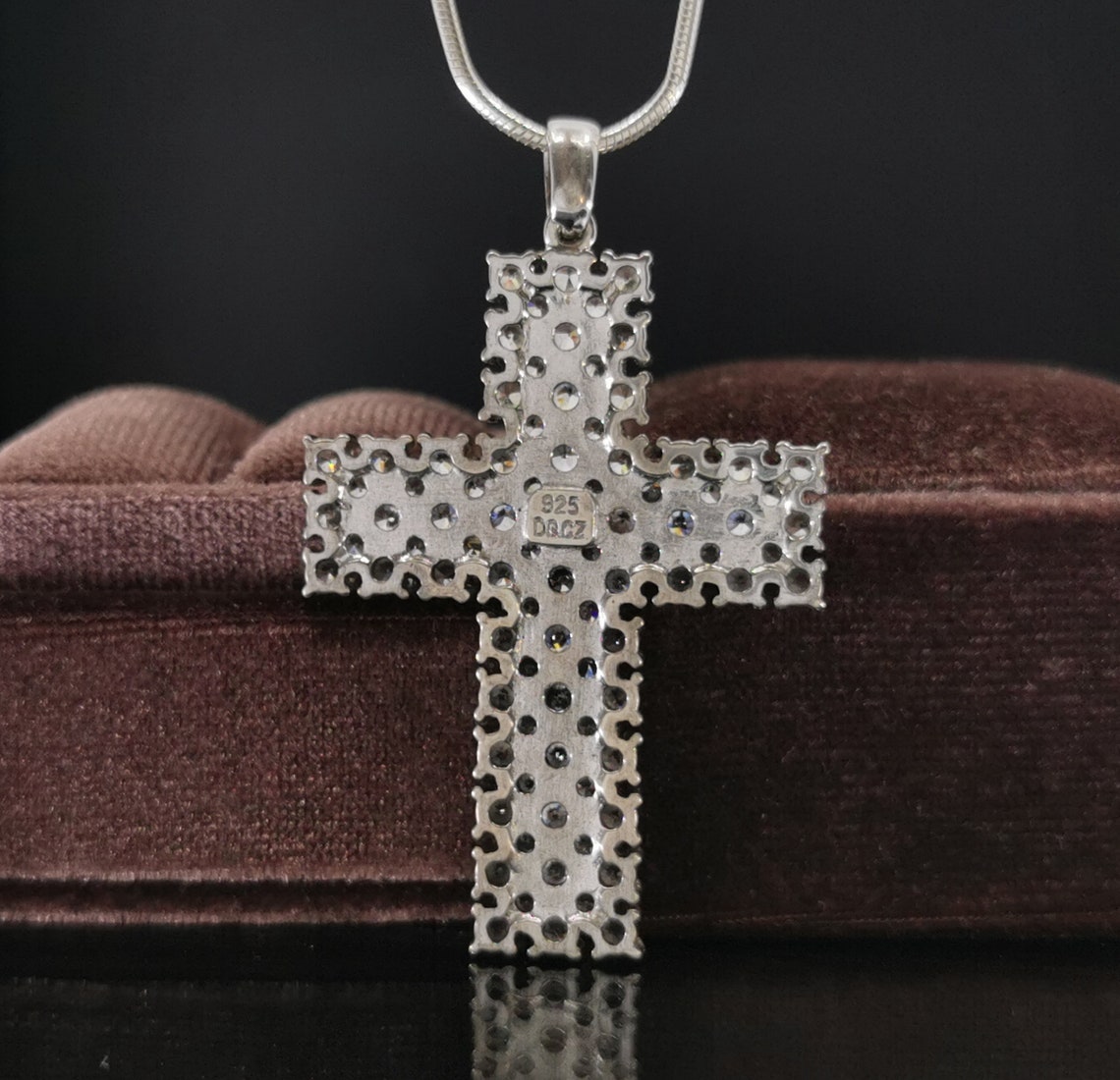 18 Silver Cross Necklace Crystal Cross Pendant Silver - Etsy