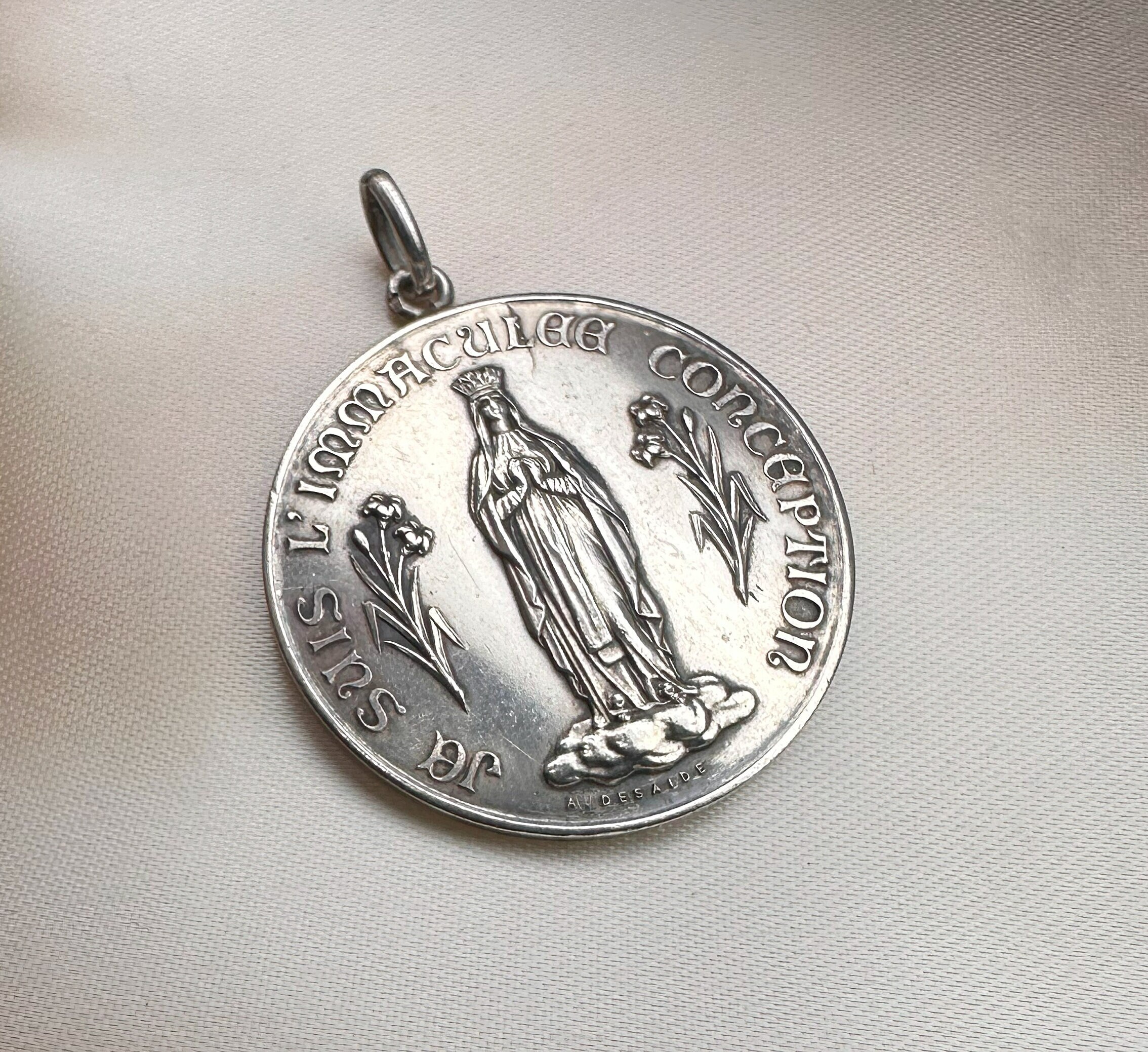 Vintage Religious Medal, Virgin Mary, Trinity Medal, French Silver ...