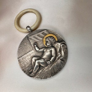 Antique French Baby Crib Medal, Baby Protector Cradle Pendant, Child ...