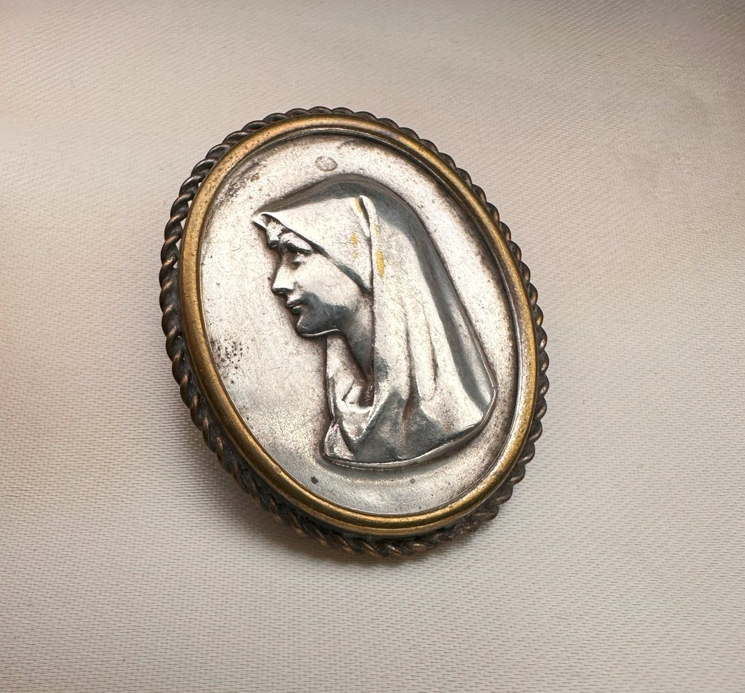 Vintage Virgin Mary Brooch, Virgin Mary Pin, Lourdes - Etsy