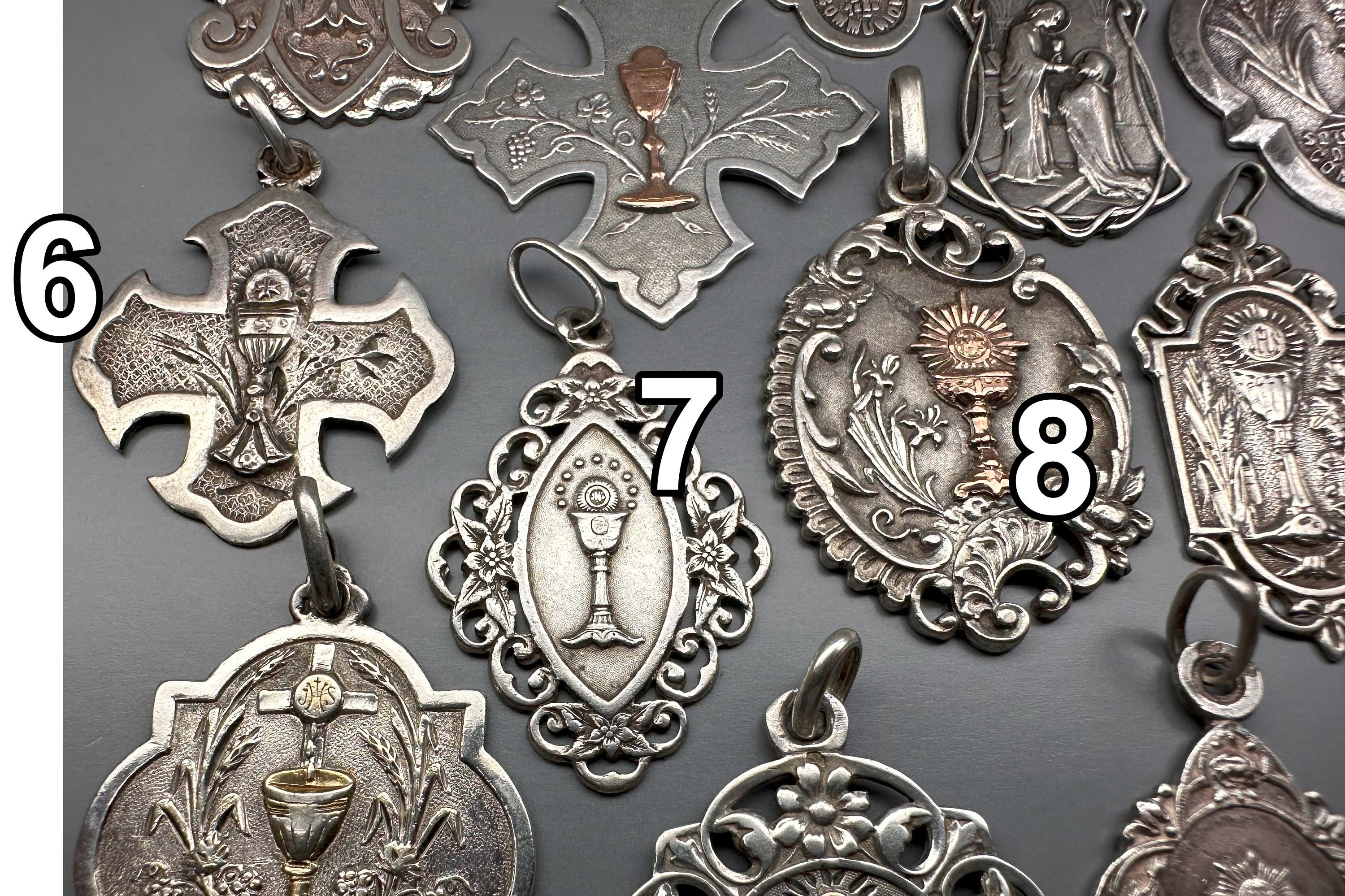 Antique French Silver Religious Medal: Catholic Communion Pendant - Etsy