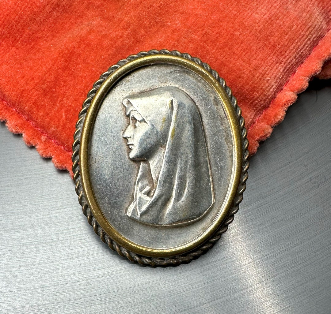 Vintage Virgin Mary Brooch Virgin Mary Pin Lourdes - Etsy