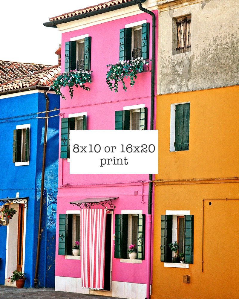 Colorful Wall Art Printable, Bright Houses Wall Art, Printable Wall ...