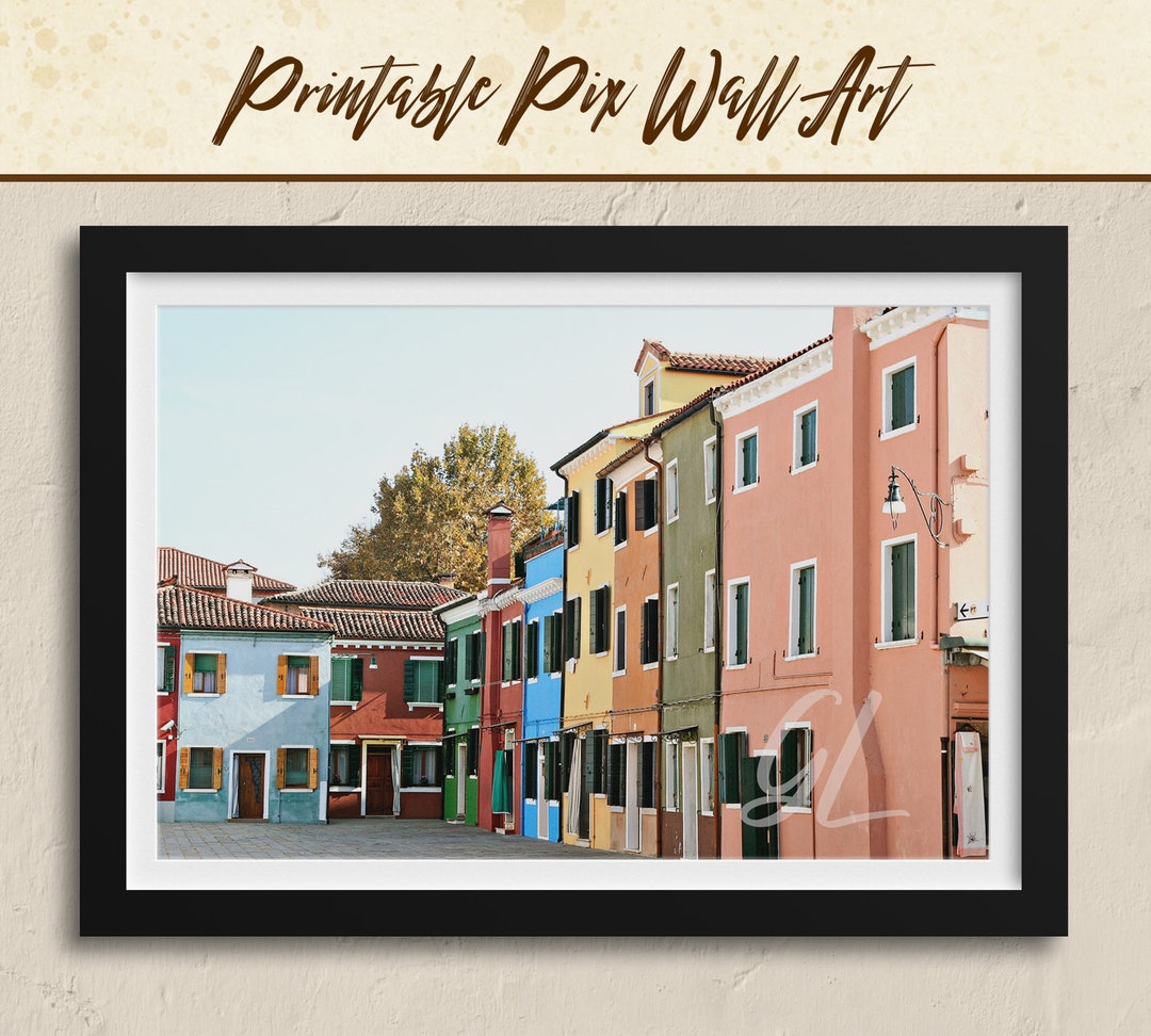 Bright Colored Wall Art, Bright Houses Digital Print, Italy Wall Art ...