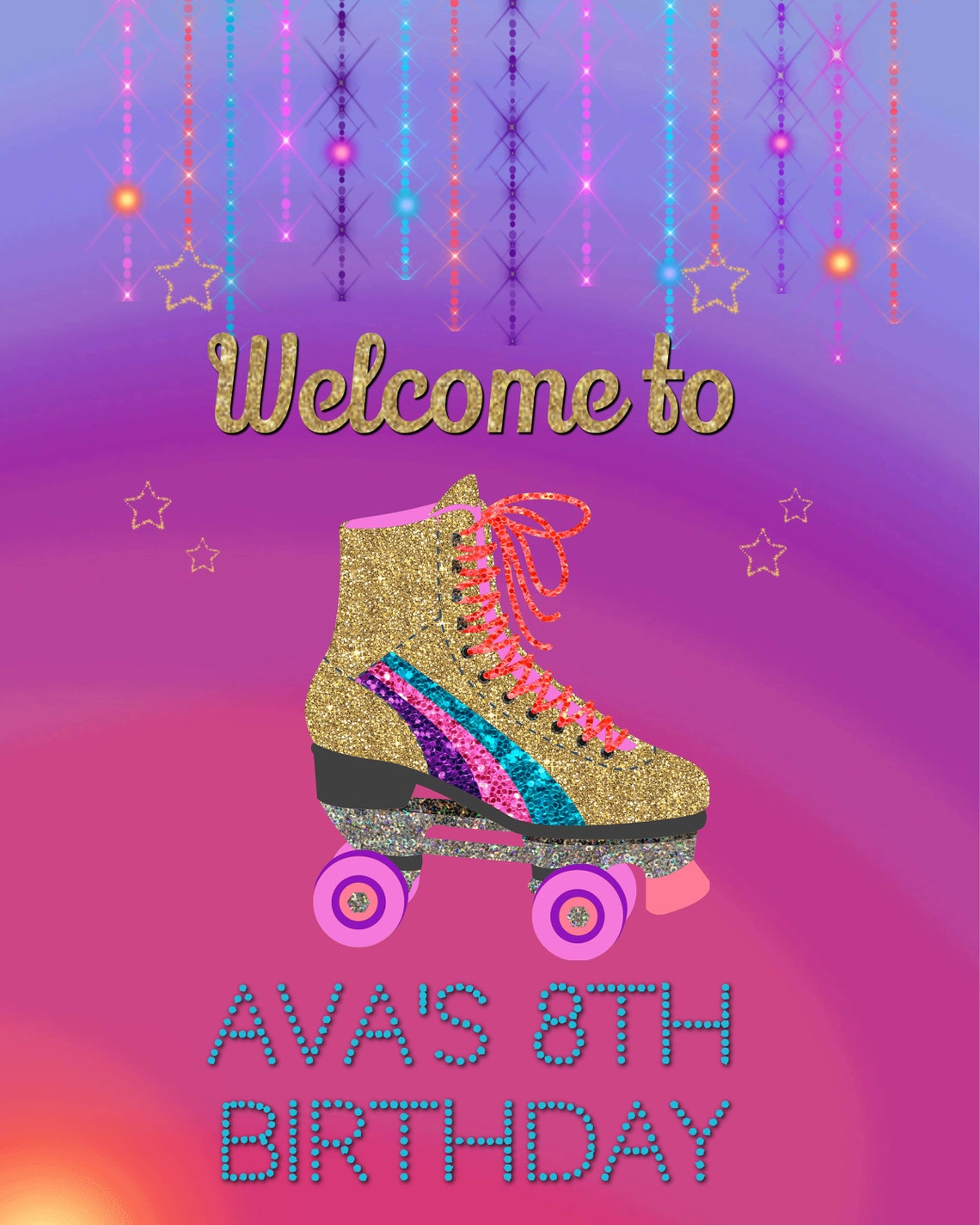 Roller Skate Welcome Sign Birthday Party Decorations | Etsy