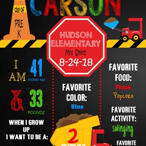 Construction First Day of School Sign, Back to School Printable ...