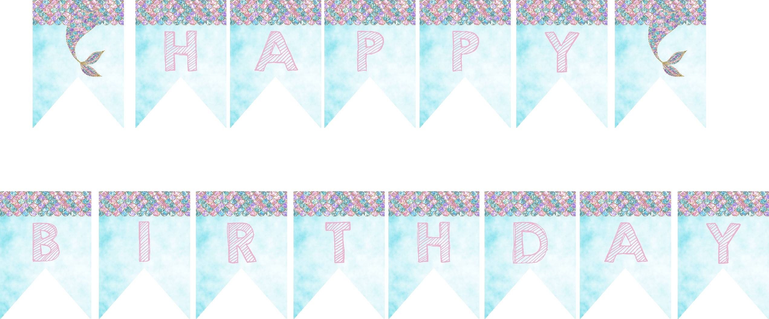 MERMAID Birthday Party Banner | Pink Mermaid | Edit Yourself | Digital ...