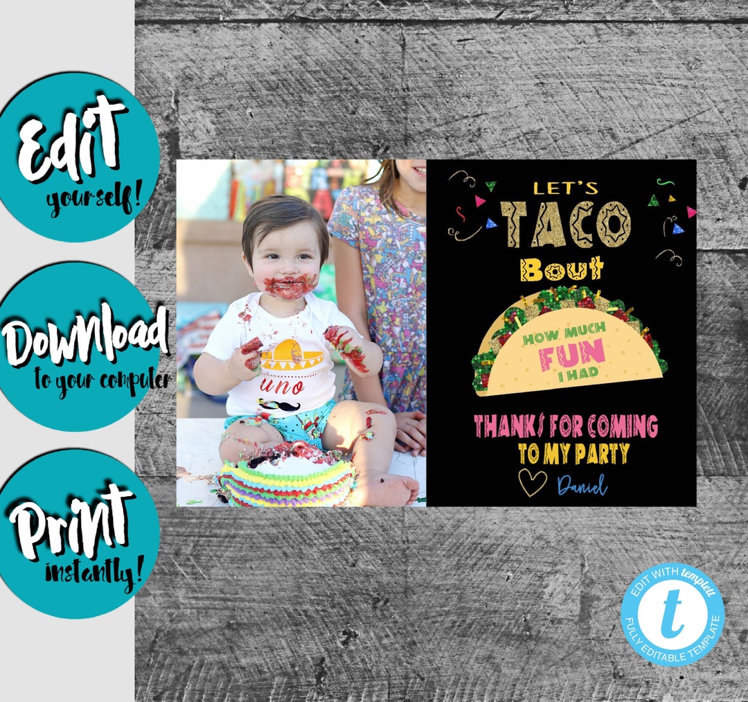 Thank You Photo Card | Let's Taco Bout How Much Fun I Had | Fiesta ...