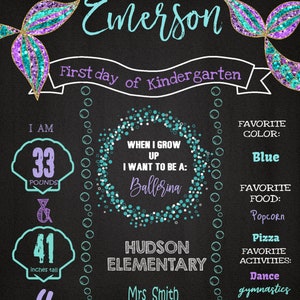 Mermaid Glitter First Day of School Sign, Mermaid Tail Back to School ...