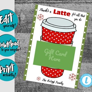 Coffee Gift Card Holder | Teacher Gift | Thanks a Latte | Teacher Thank ...