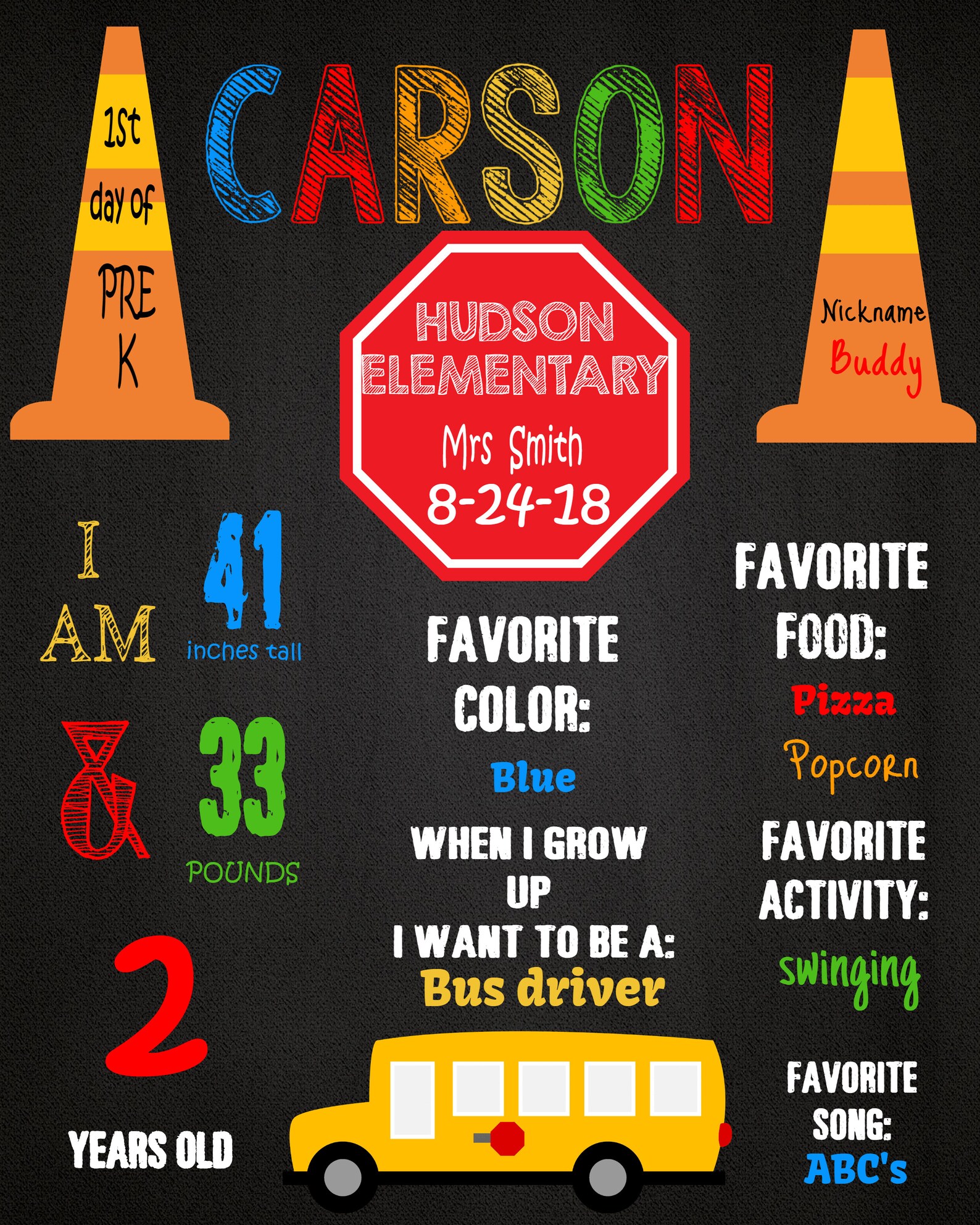 School Bus First Day of School Sign Back to School Printable | Etsy