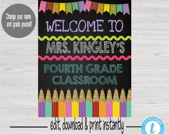 EDITABLE Teacher Classroom Door Sign, Classroom Decor, Teacher ...