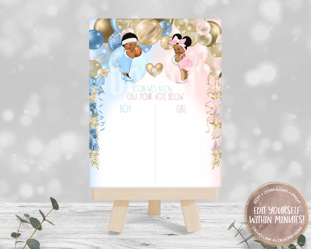 Free Throws or Pink Bows Vote Sign, African American, Editable Template ...