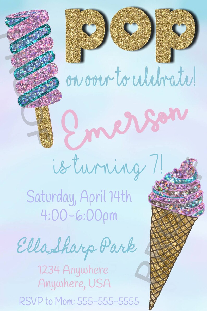 POPSICLE Birthday Invite Pop on Over Invitation Edit - Etsy