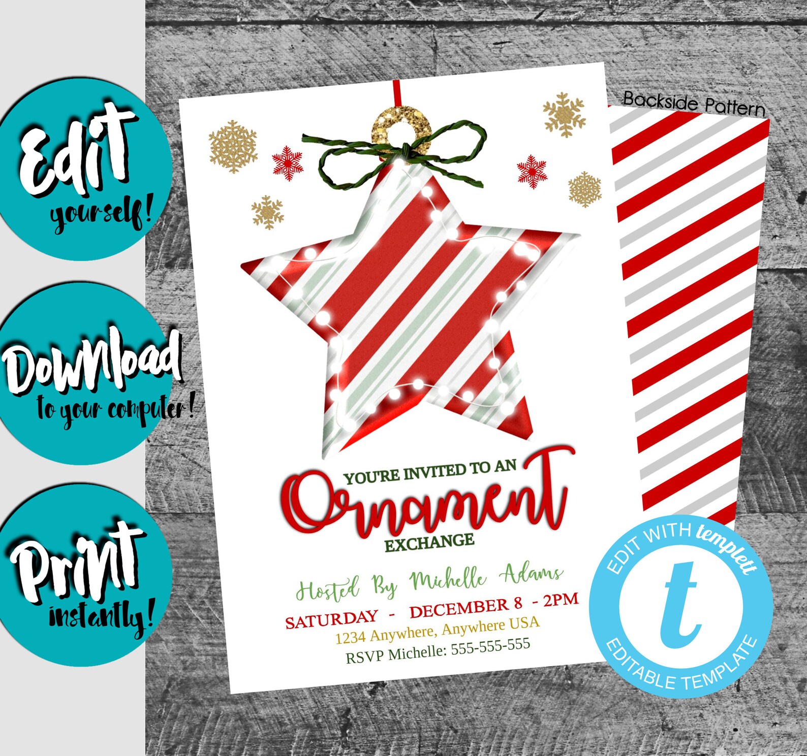 Ornament Exchange Invitation, Christmas Party Invite, Xmas Party Invite ...