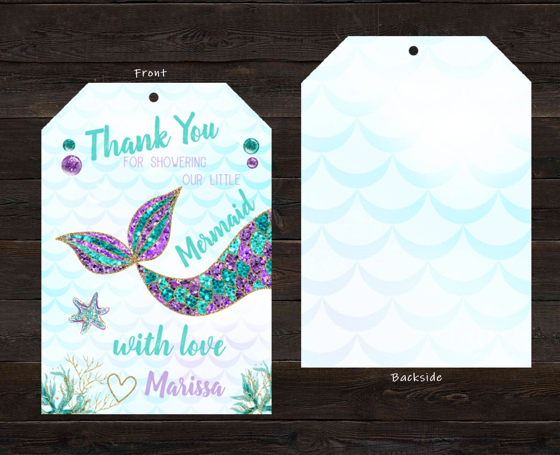 Mermaid Thank You Stickers Mermaid Thank You Tags Printable - Etsy