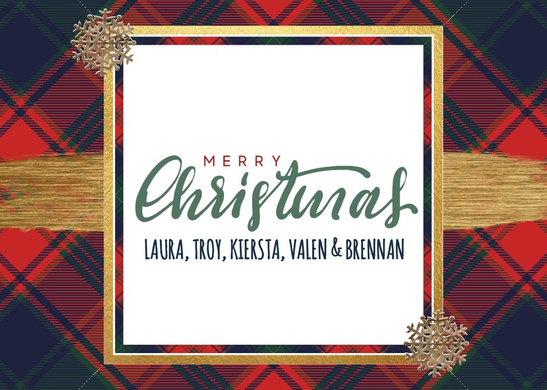 Photo Christmas Card Template Plaid Christmas Card With - Etsy