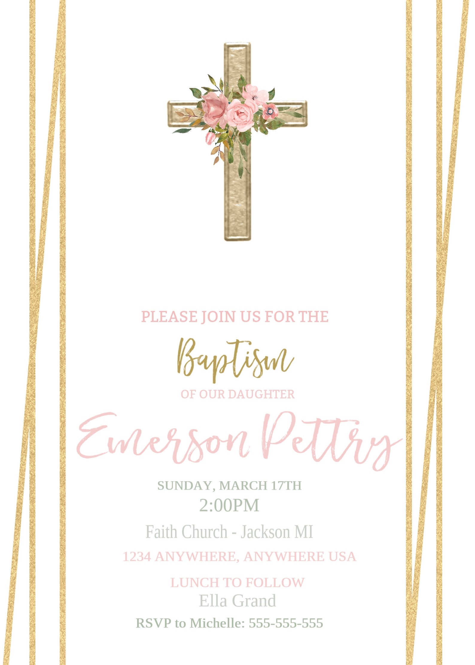 Baptism Invitation Baptism Invite Instant Download Girl - Etsy