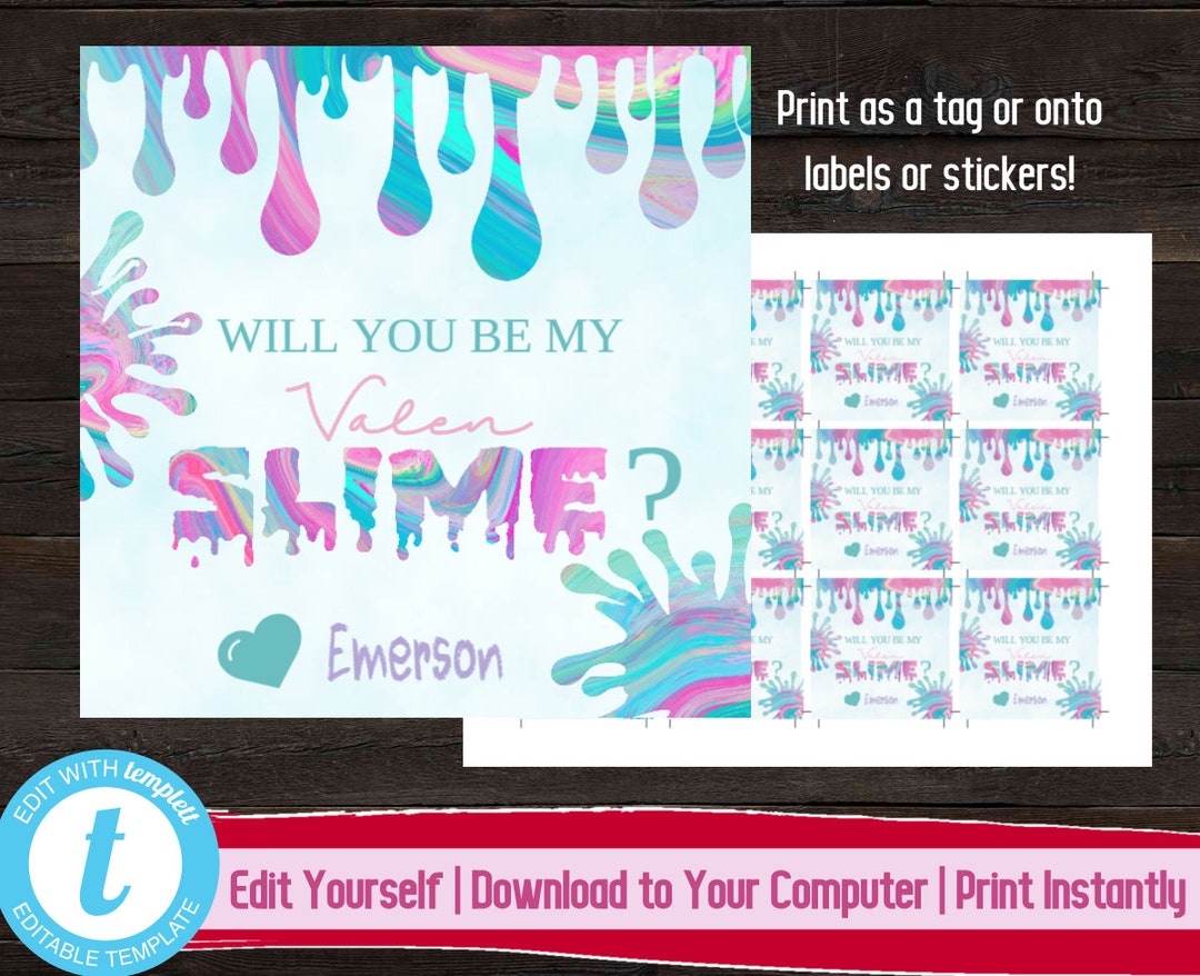 Valentine's Day Tag, Valenslime Valentines Day Sticker, Printable ...