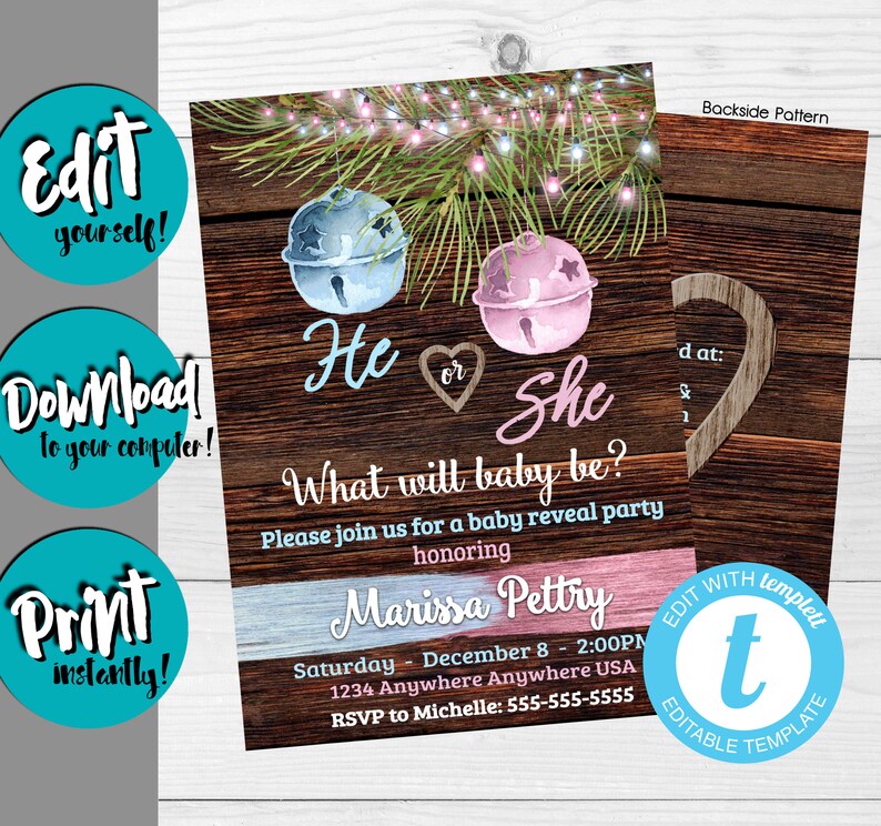 Rustic Gender Reveal Invitation Christmas Gender Reveal - Etsy