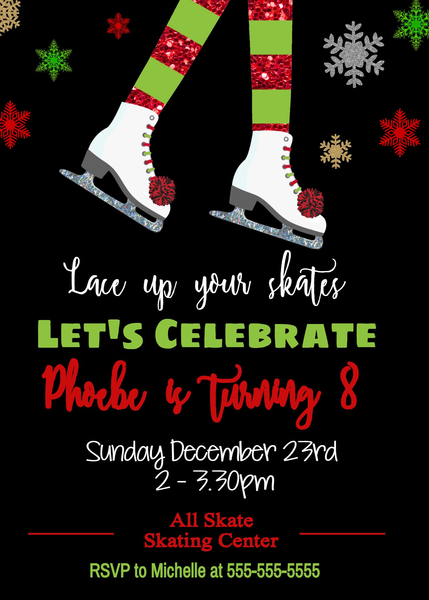 Ice Skating Birthday Invite Winter Party Invitation Lace | Etsy