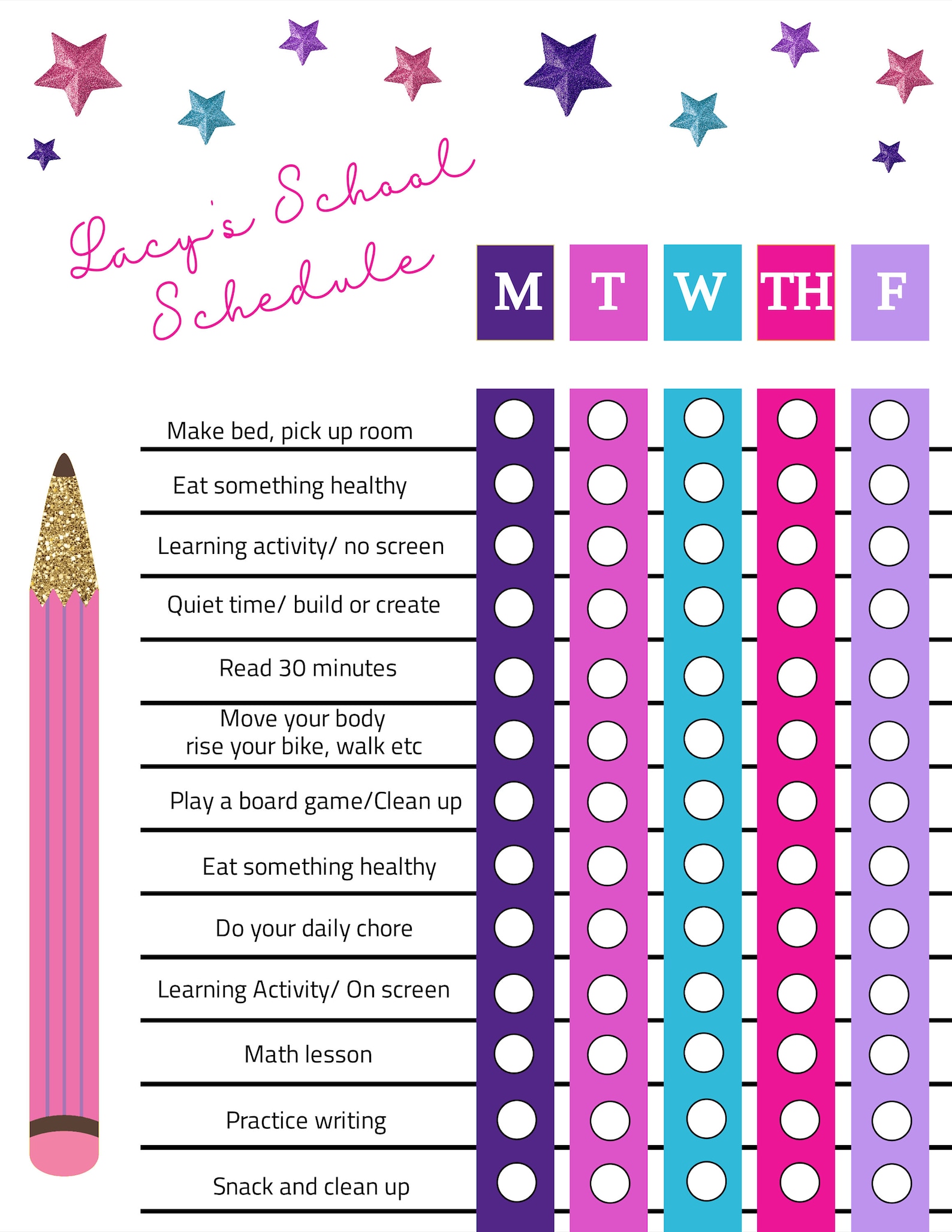 Homechool Schedule Back to School Distance Learning Chart | Etsy