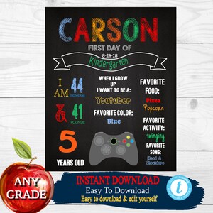 Video Game First Day of School Sign, Back to School Printable ...