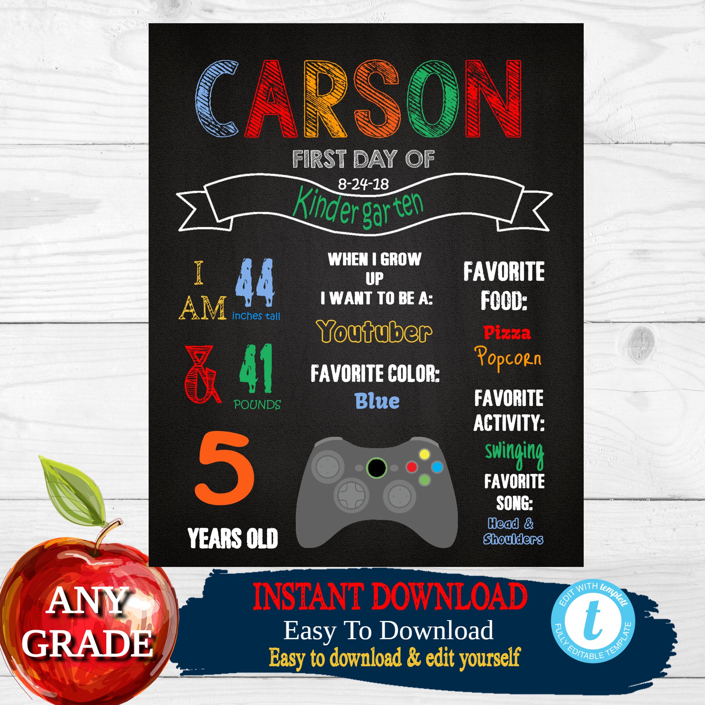 Video Game First Day of School Sign, Back to School Printable ...