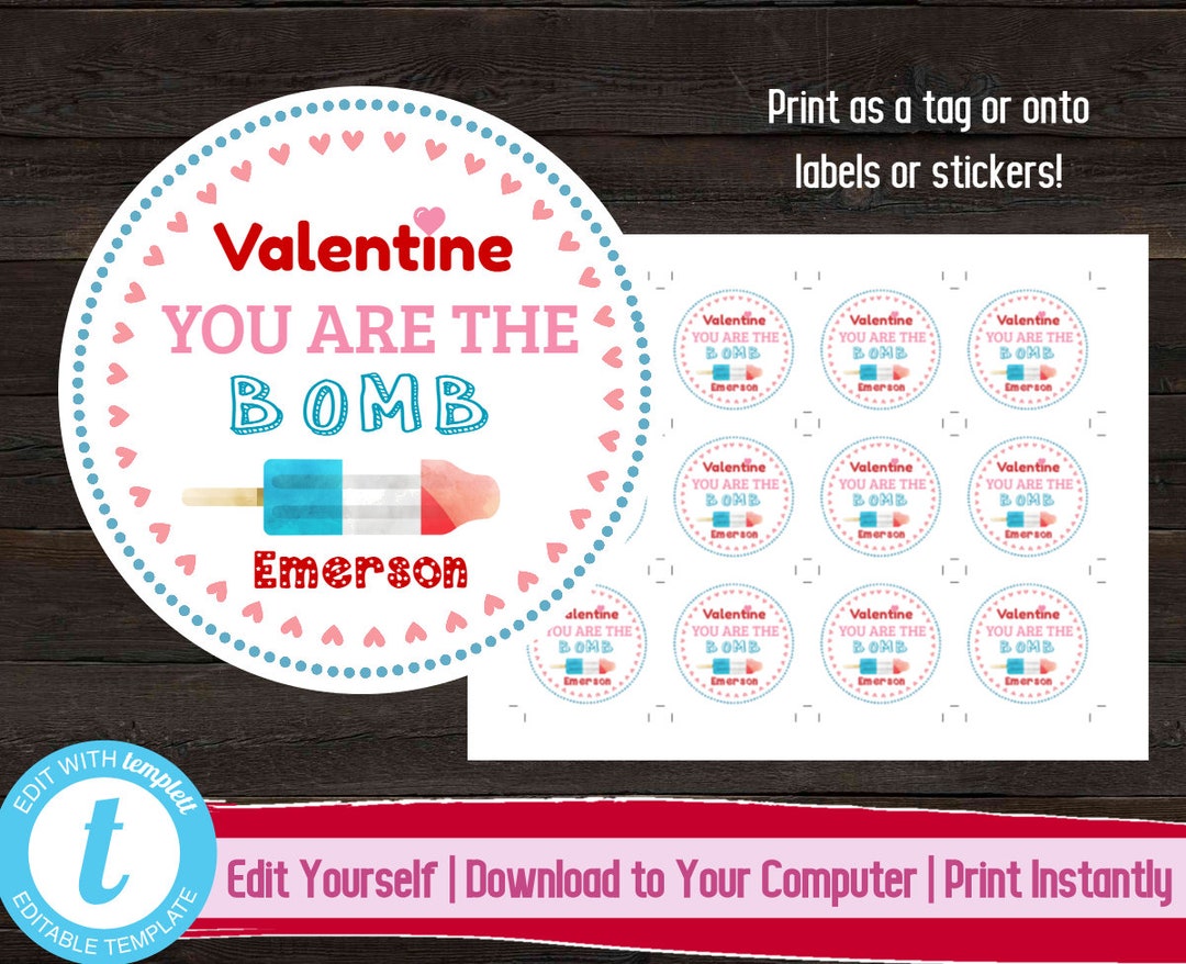 Editable Valentine's Day Tag, Kids Valentine's Day Stickers, Valentines ...