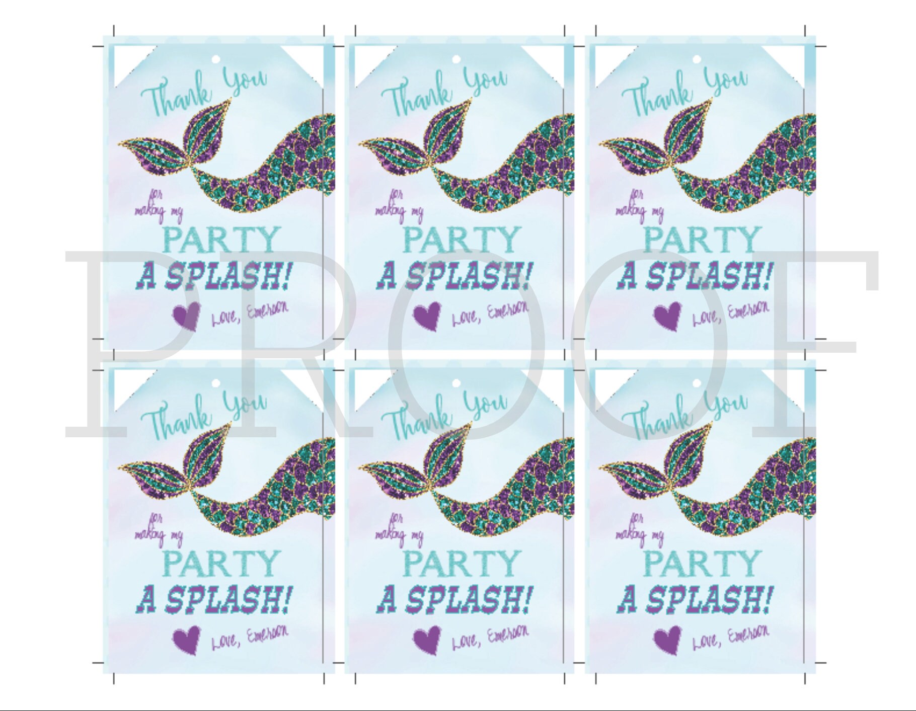 Mermaid Party Tag Mermaid Party Mermaid Thank You Tags - Etsy