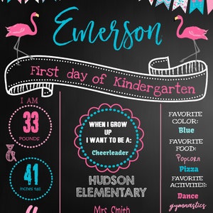 Flamingo First Day of School Sign, Flamingos Back to School Printable ...