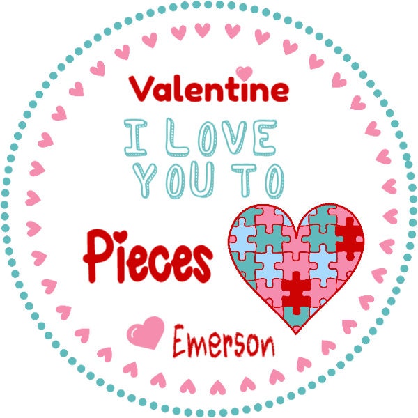 Puzzle Valentine's Day Tags Printable I Love You to | Etsy