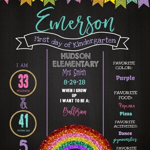 Rainbow Glitter First Day of School Sign, Rainbow Back to School ...