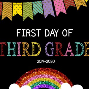 First Day of School Photo Prop, Glitter Rainbow Design Printable ...