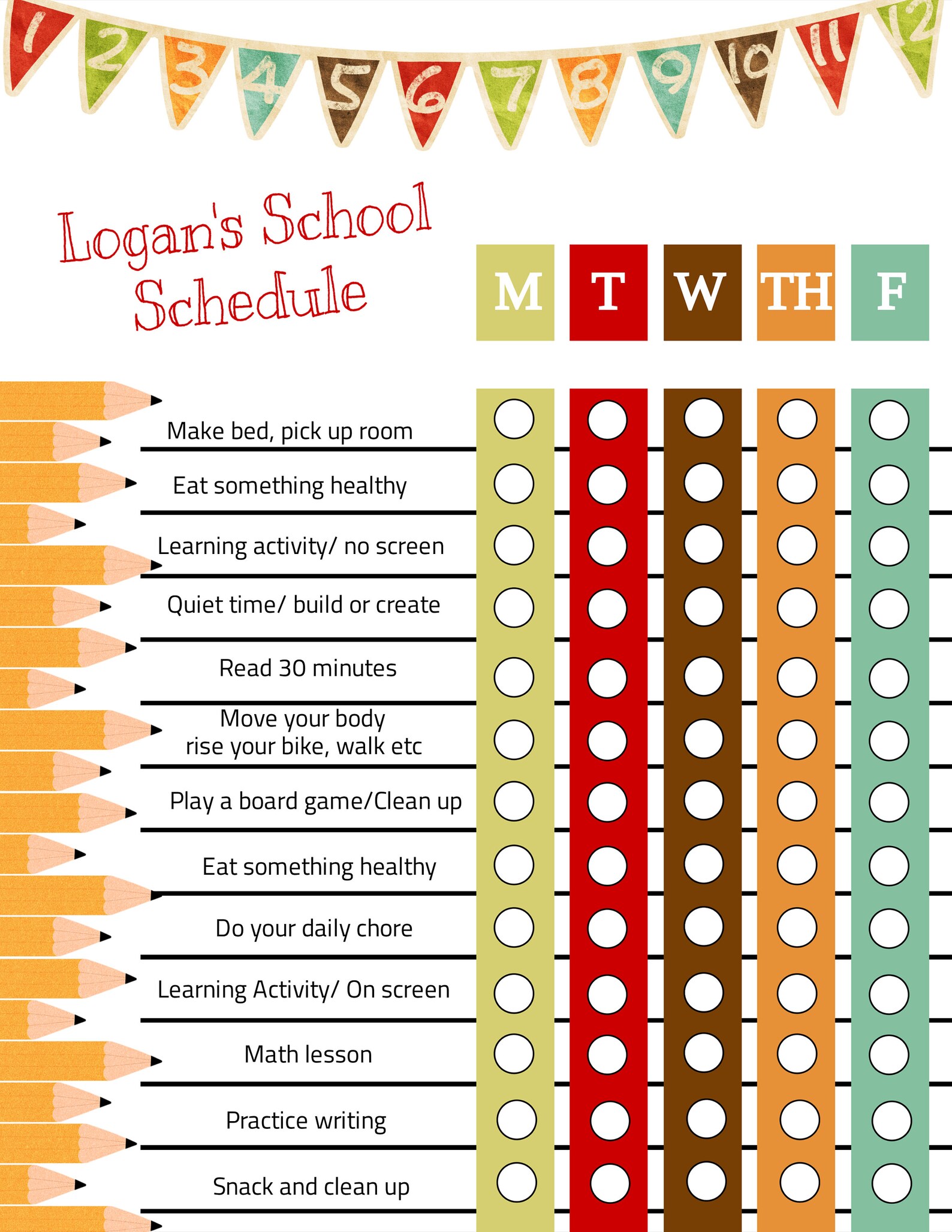 Homechool Schedule Back to School Distance Learning Chart - Etsy