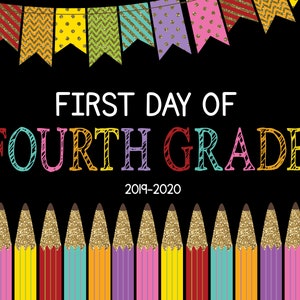 First Day of School Sign, Glitter Pencil First Day of School Printable ...