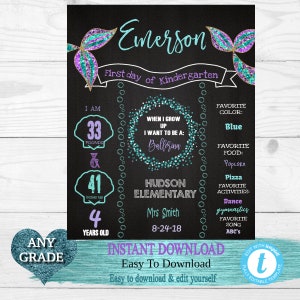 Mermaid Glitter First Day of School Sign, Mermaid Tail Back to School ...