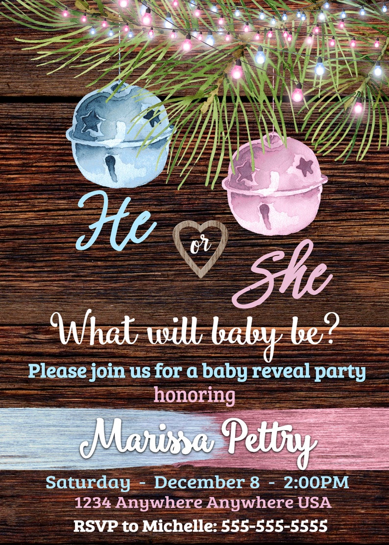 Rustic Gender Reveal Invitation Christmas Gender Reveal - Etsy