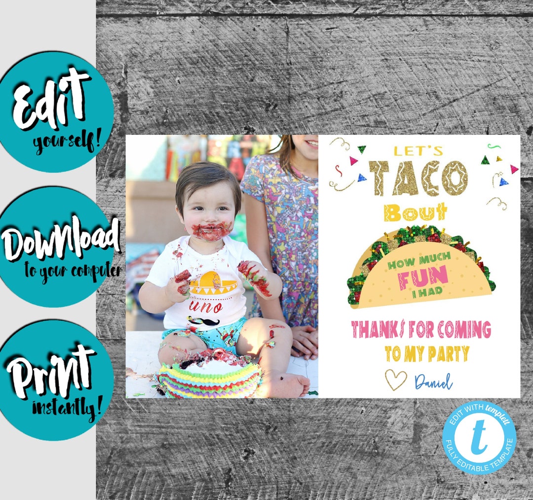 Thank You Photo Card | Let's Taco Bout How Much Fun I Had | Fiesta ...
