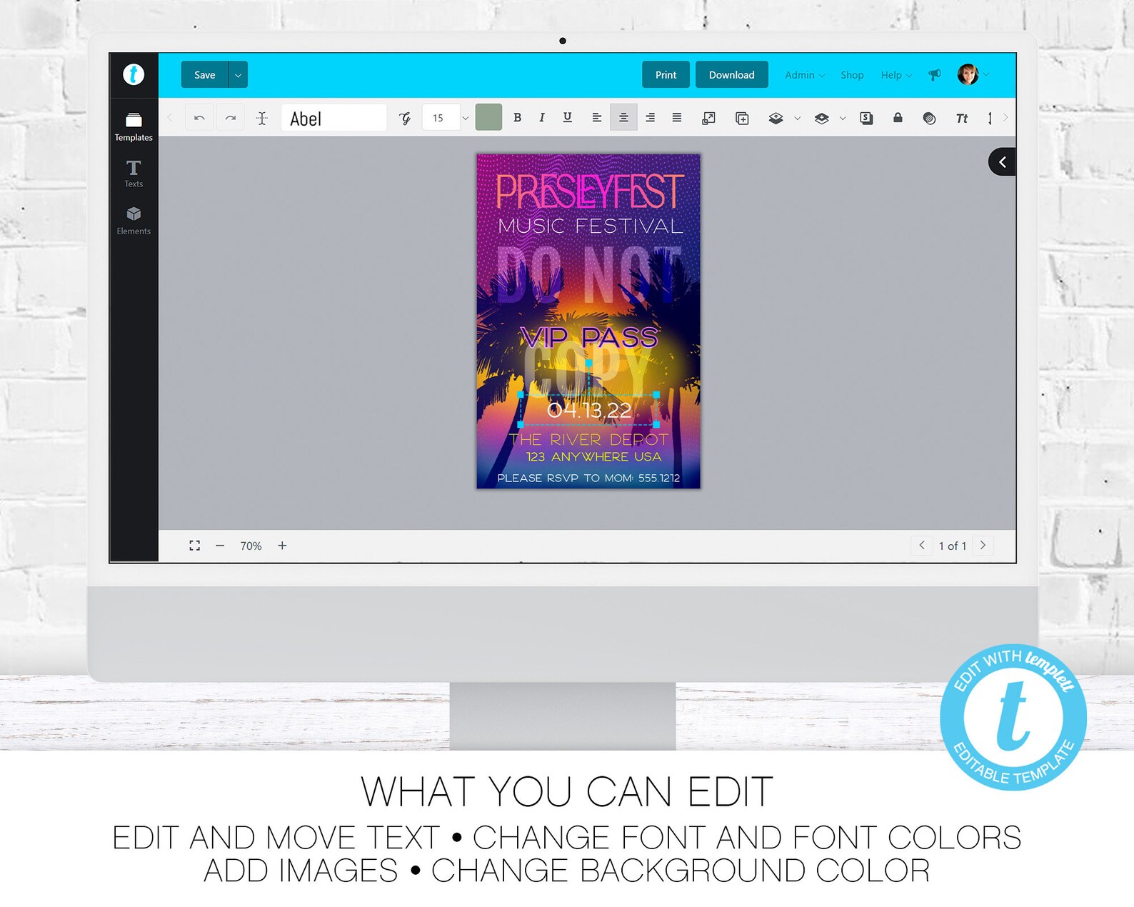 Music Festival VIP Birthday Complete Bundle, Editable Party Package ...