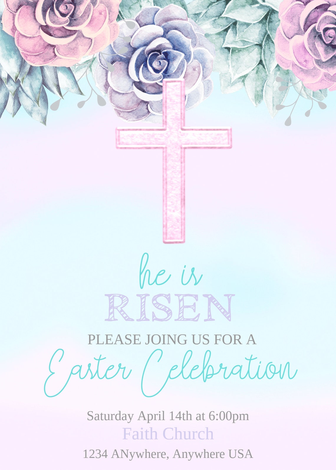He is Risen Easter Invitation Religious Easter Easter - Etsy