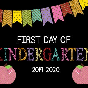 Apple's With Glitter First Day of Kindergarten Printable - Etsy