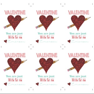 Printable Valentine's Day Tag, Glitter Valentines Day Stickers, Pencil ...