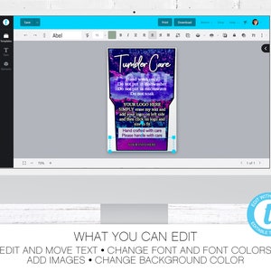 Tumbler Care Cards, Add Your Logo, Blue and Magenta Power Wash ...