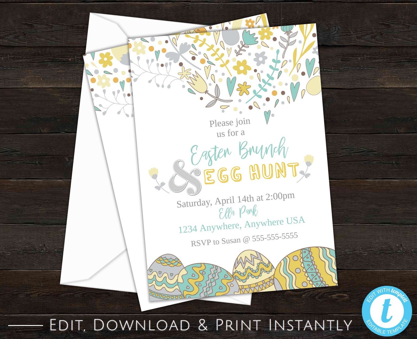 Easter Invitation Easter Brunch Invite Easter Egg Hunt - Etsy