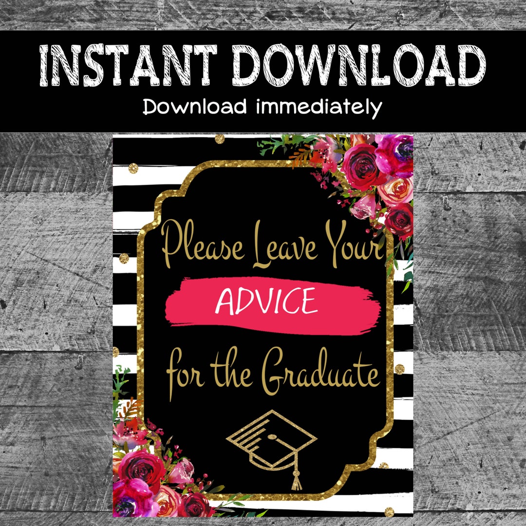 Graduation Party Sign | Advice and Well Wishes | Instant Download ...