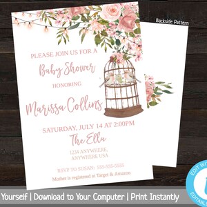 Bird Baby Shower Invite, Rustic Baby Shower, Floral Baby Shower ...