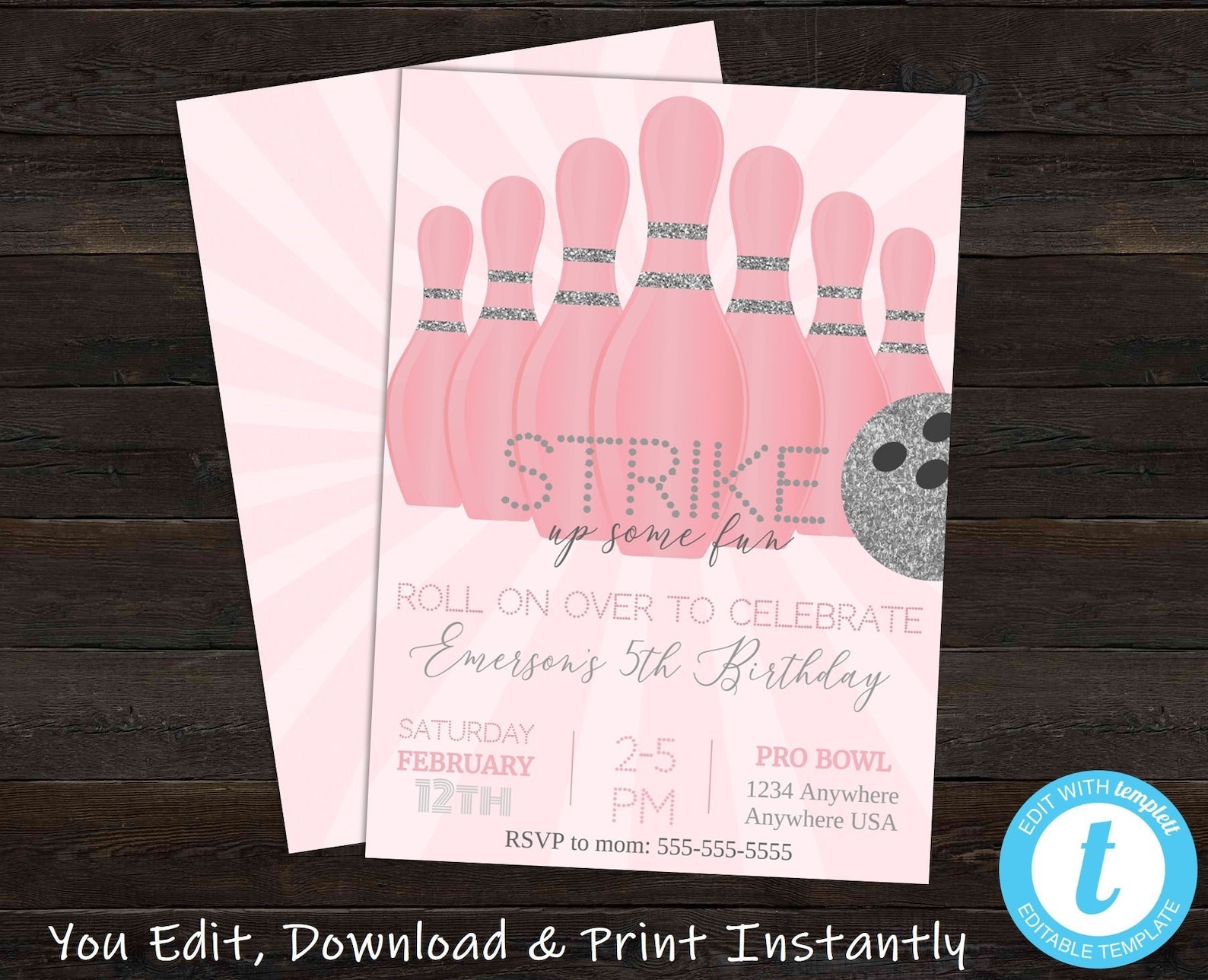 Bowling Party Invitation Bowling Birthday Invitation Bowling | Etsy